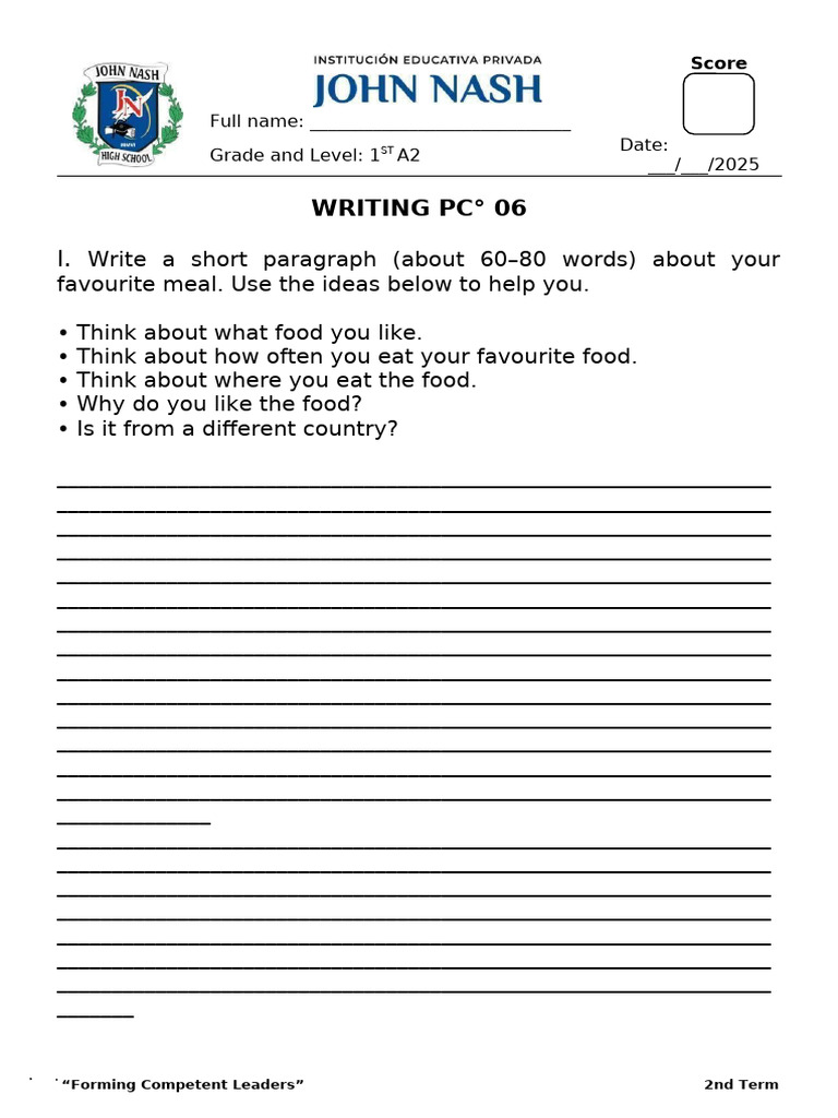 Pc5 Writing 1st A2-Pablo | PDF