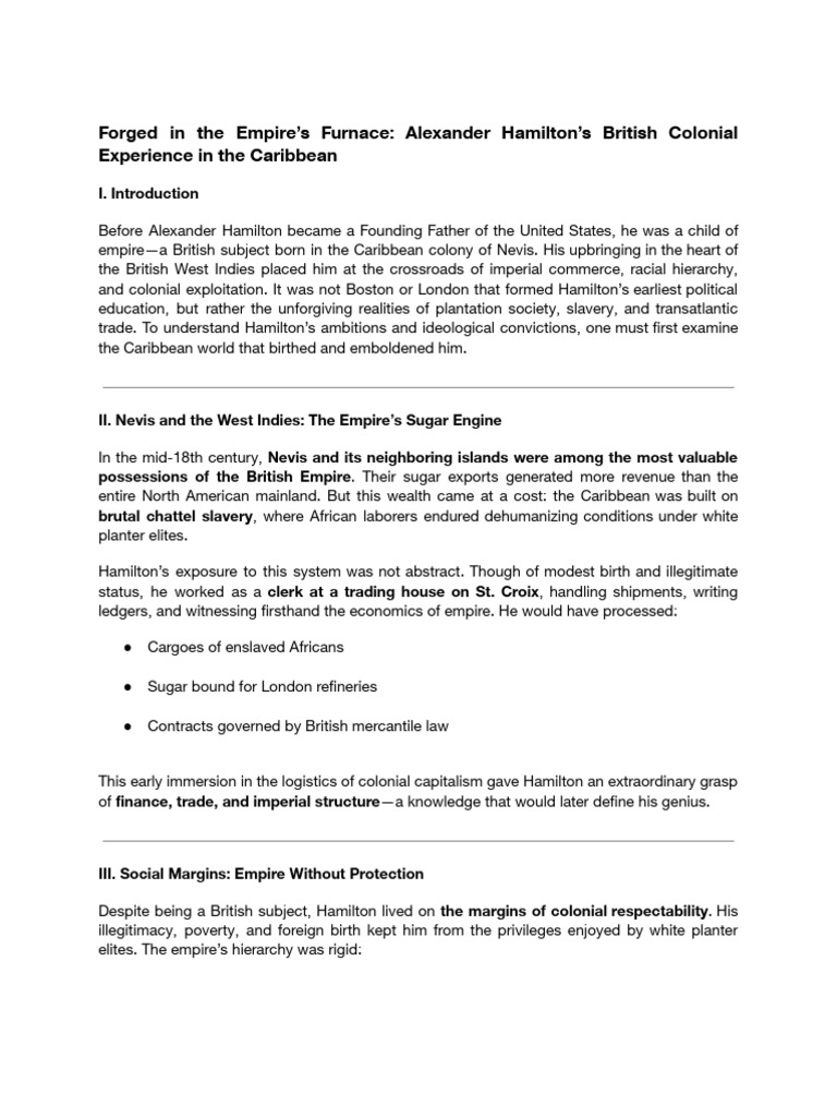 Alexander Hamilton's British Colonial Experience in The Caribbean | PDF ...