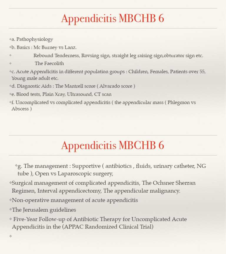 MBCHB 6 Acute Appendicitis PDF | PDF