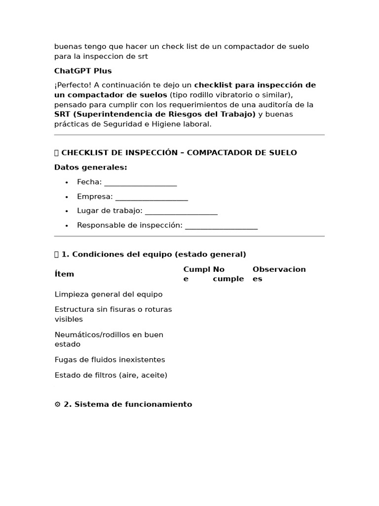 Check List Compactador | PDF