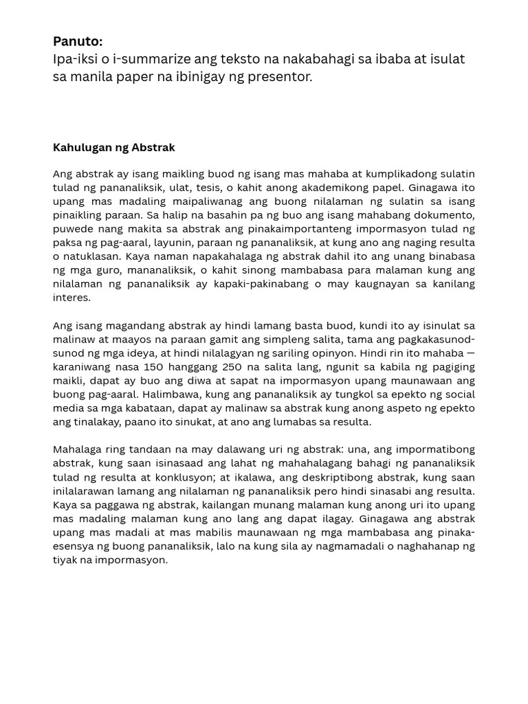 Kahulugan NG Abstrak | PDF