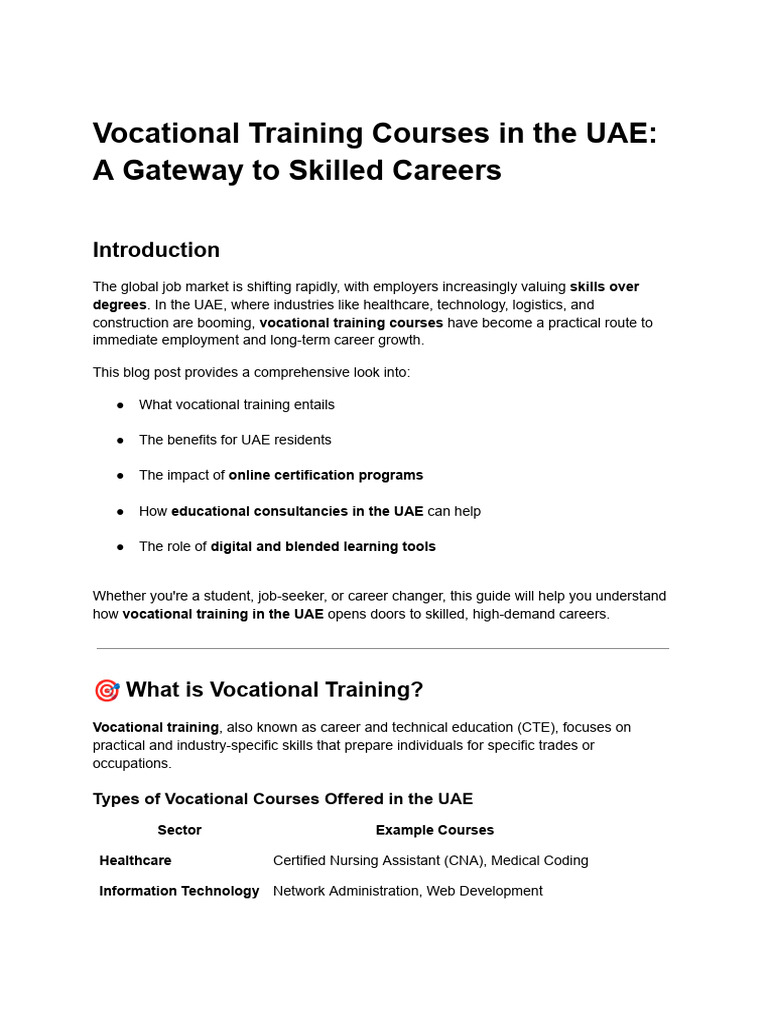 Vocational Training Courses | PDF | Vocational Education | Educational ...