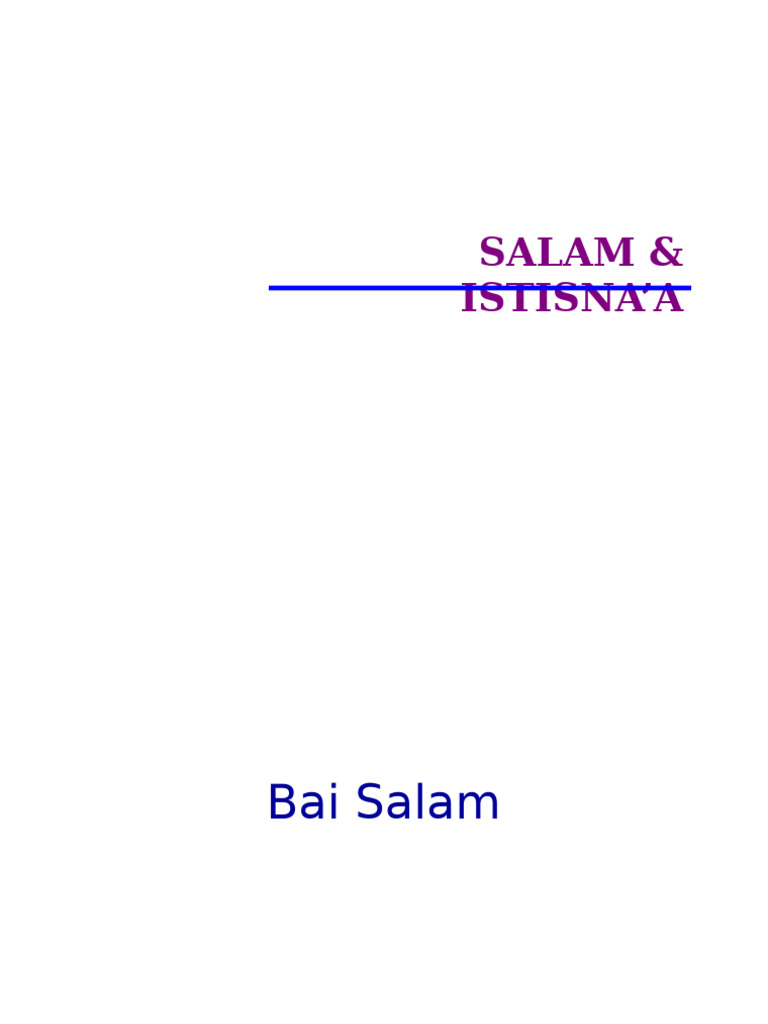 Understanding Salam and Istisna Contracts | PDF | Islamic Banking And ...