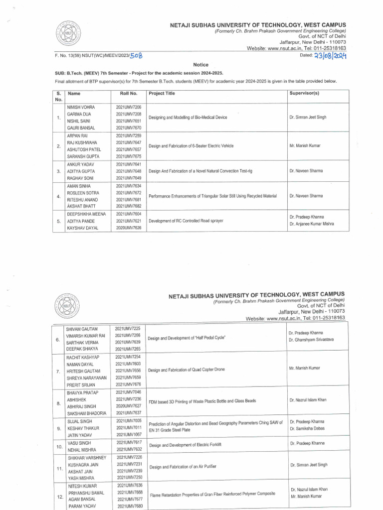 Notice 2 - Supervisor Allotment | PDF