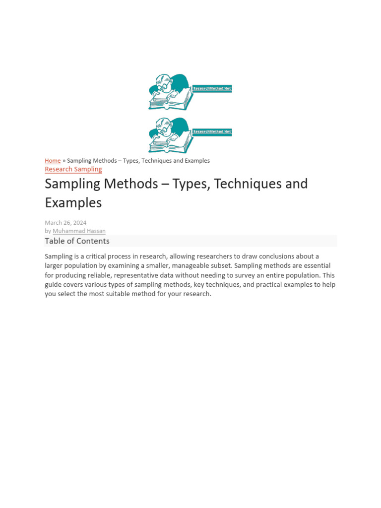 Research Sampling Techniques 2311 | PDF | Sampling (Statistics ...