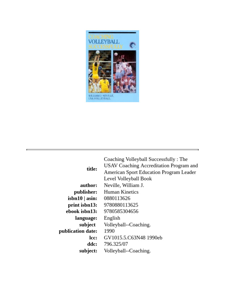 Coaching Volleyball Successfully - The Usvba Coaching Accreditation ...