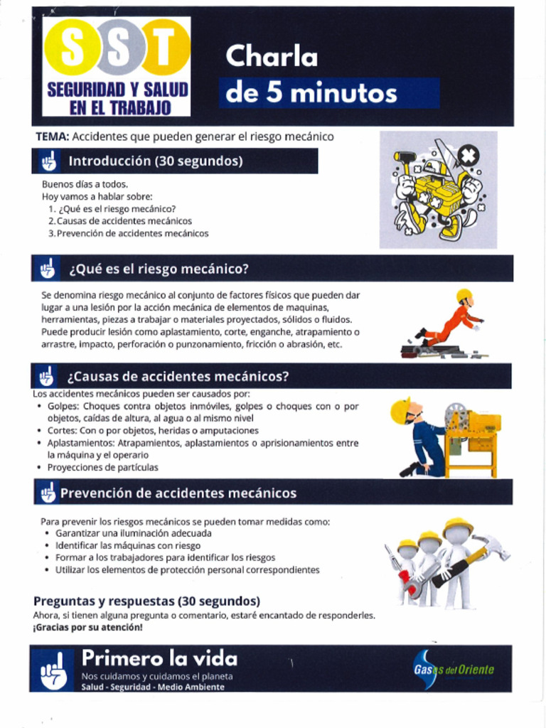 Accidentes Que Pueden Generar Riesgos Mecánicos | PDF