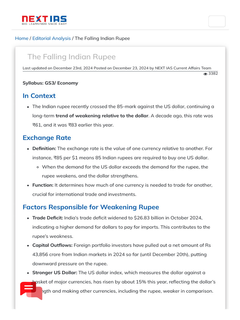 Factors Behind India's Weakening Rupee | PDF | Inflation | Exchange Rate