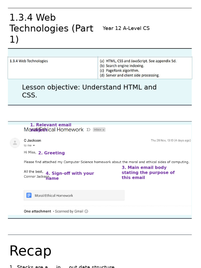 Y12 Web Technologies (Part 1) | PDF | Html | World Wide Web