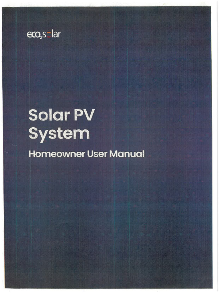 Solar PV System Homeowner Manual (2657846) | PDF