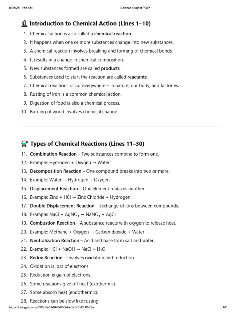 Introduction To Chemical Action | PDF