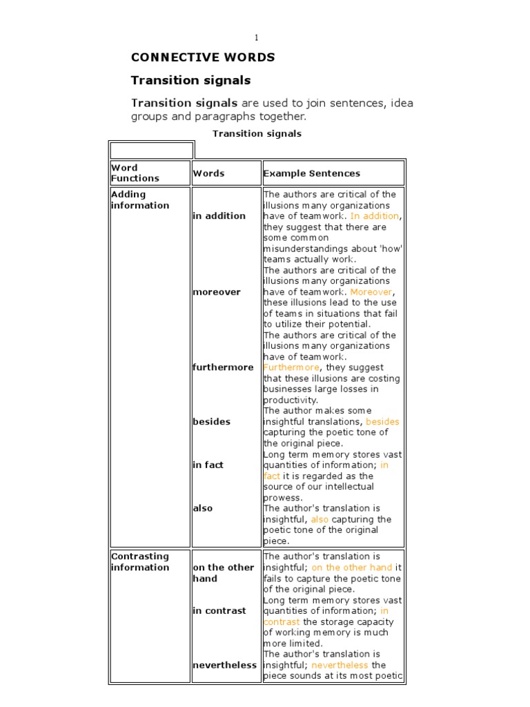 Connective Words | PDF | Memory | Color