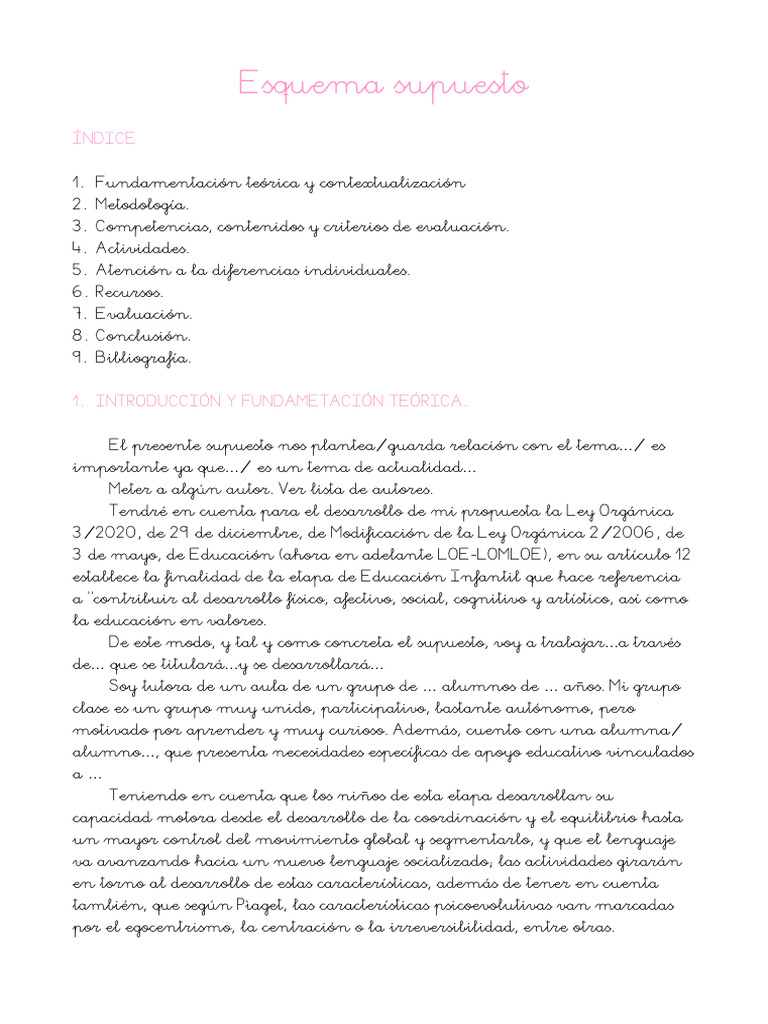 Esquema Supuesto | PDF | Evaluación | Plan de estudios