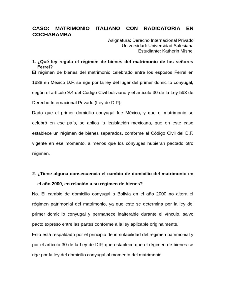 Ferrel - Caso Dip | PDF | Matrimonio | Derecho civil (sistema legal)
