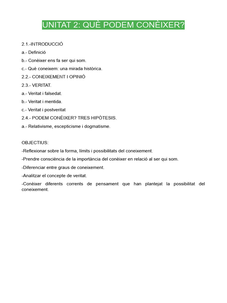 Unitat 2 Qu Podem Con Ixer | PDF