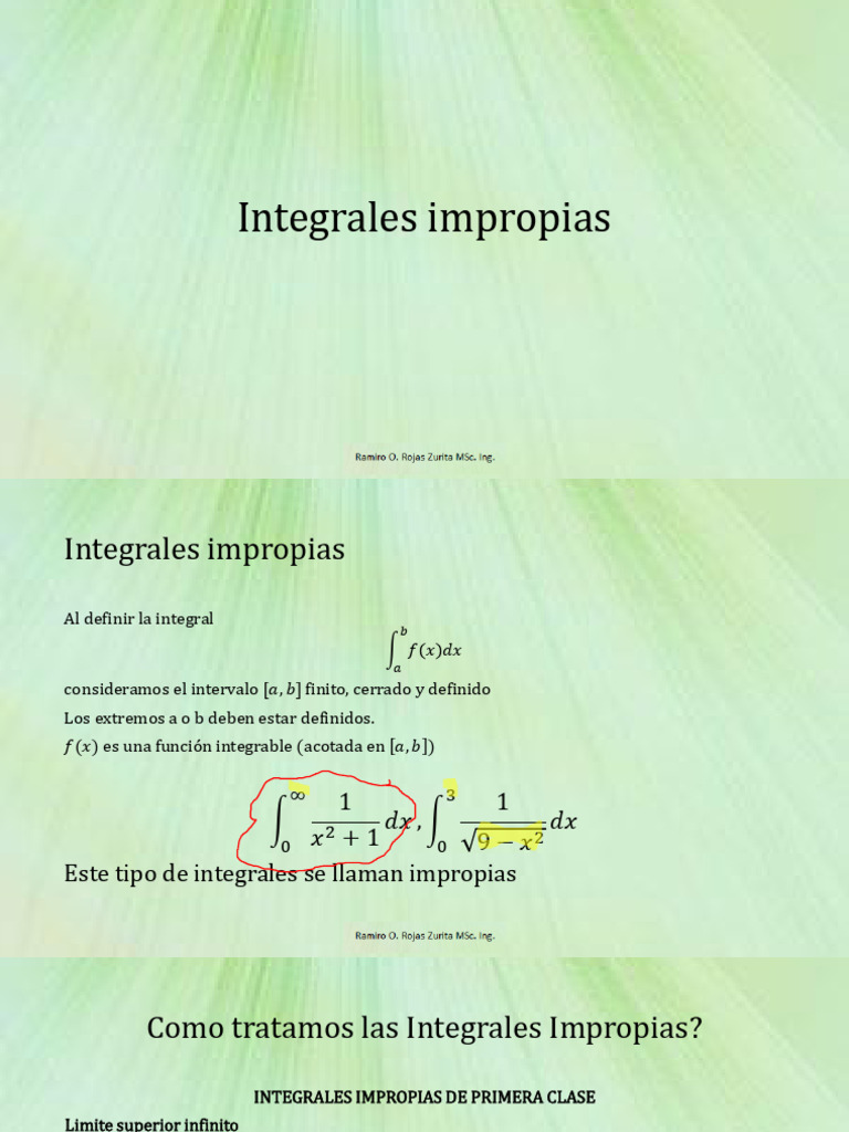 Integrales Impropìas | PDF | Integral | Relaciones matematicas