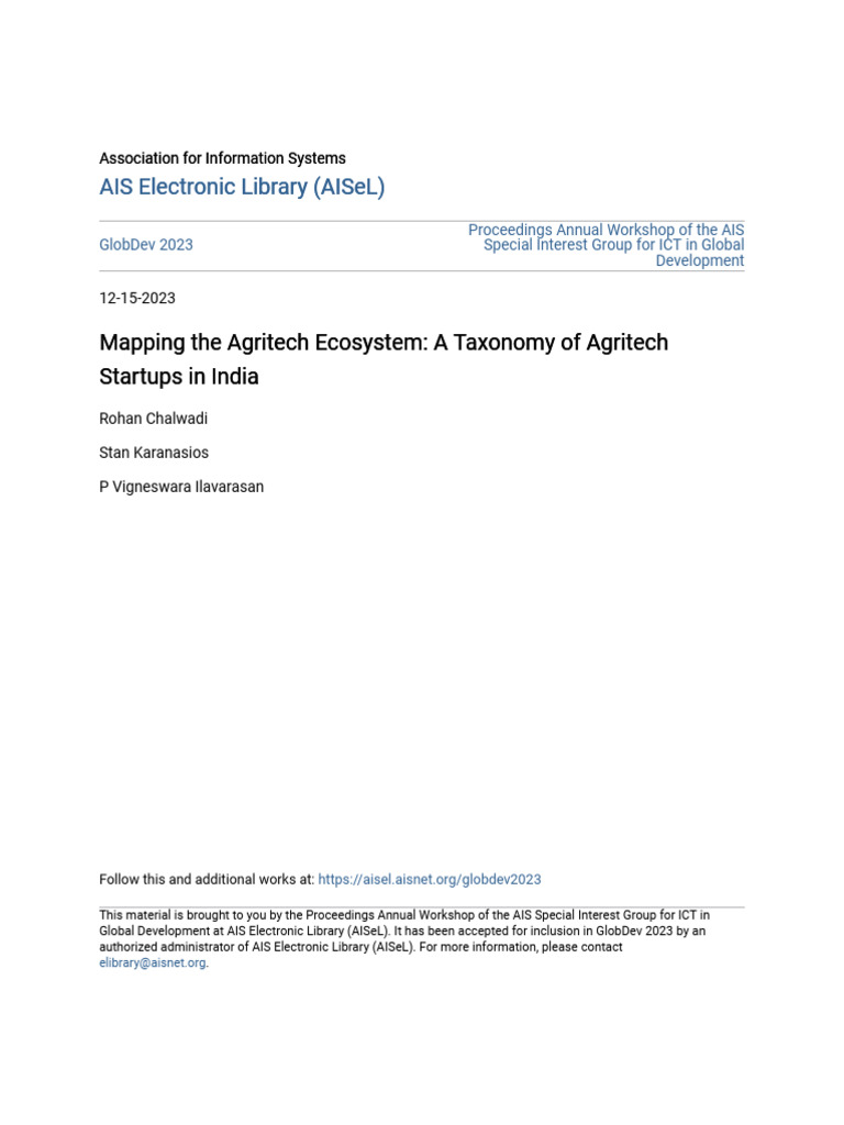 Mapping The Agritech Ecosystem - A Taxonomy of Agritech Startups I | PDF | Agriculture ...