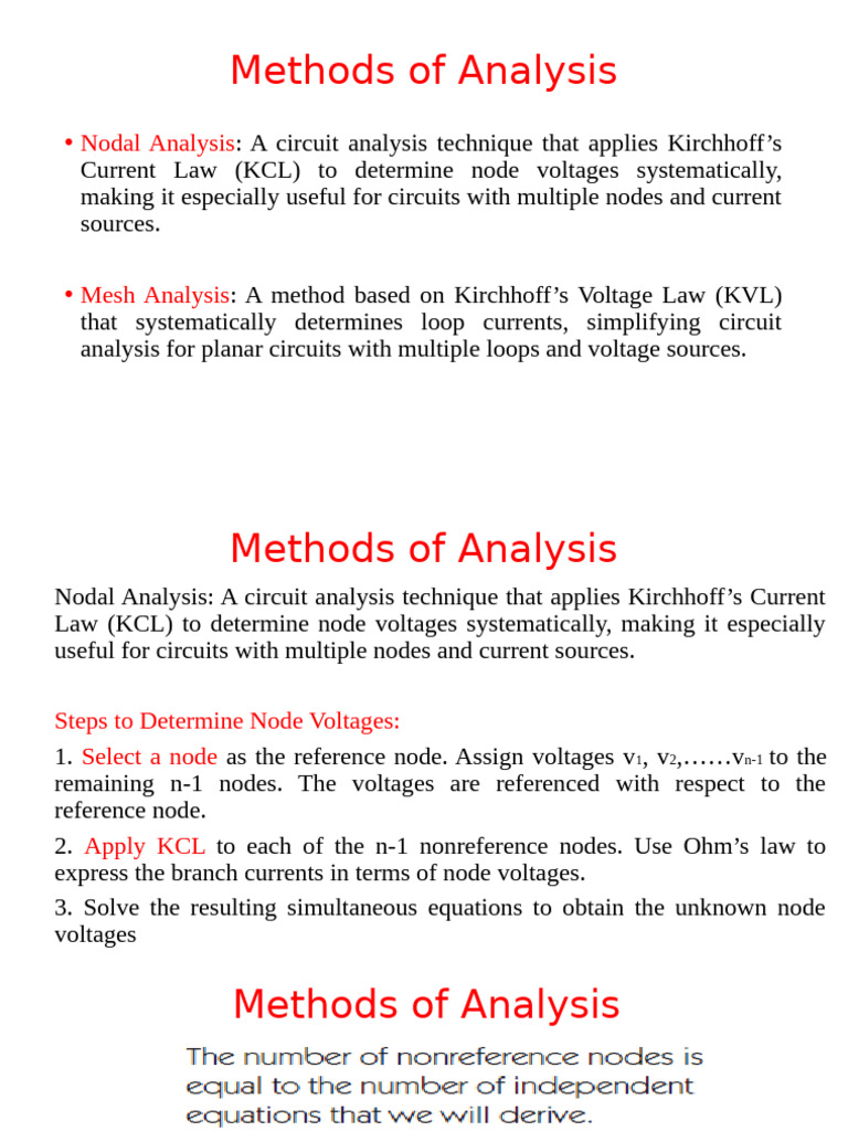 Nodal vs. Mesh Analysis Techniques | PDF | Electrical Network | Voltage