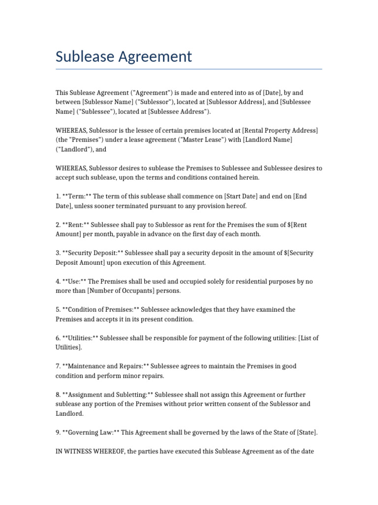 Sublease Agreement | PDF