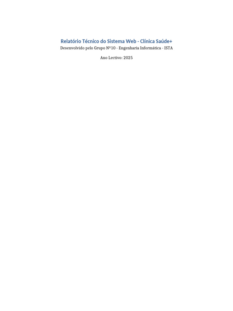 Relatório do Sistema Web Clínica Saúde+ | PDF | Script Java | Informática