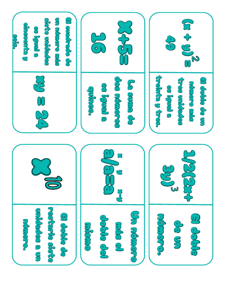 Ejercicios de Dominó Algebraico | PDF | Matemáticas | Aritmética