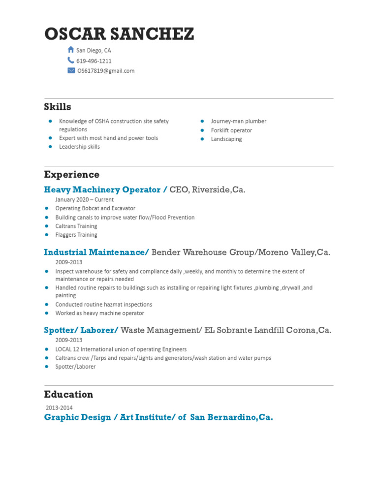 Oscar Sanchez Resume | PDF