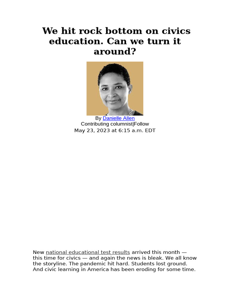 We Hit Rock Bottom On Civics Education. Can We Turn It Around | PDF