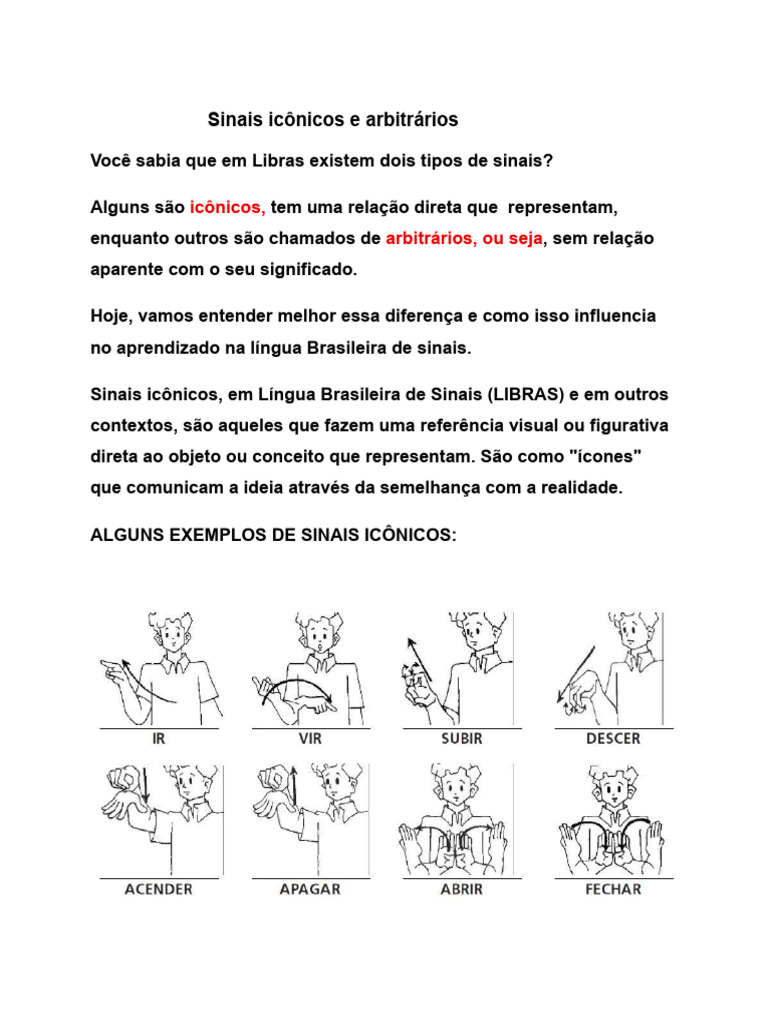 Sinais Icônicos e Arbitrários em Libras | PDF