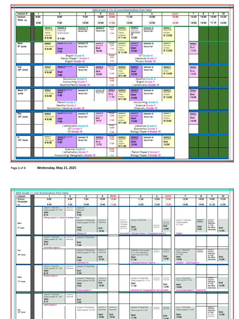 June Invigilation June - 2025 | PDF | Adolescence | Educational Years