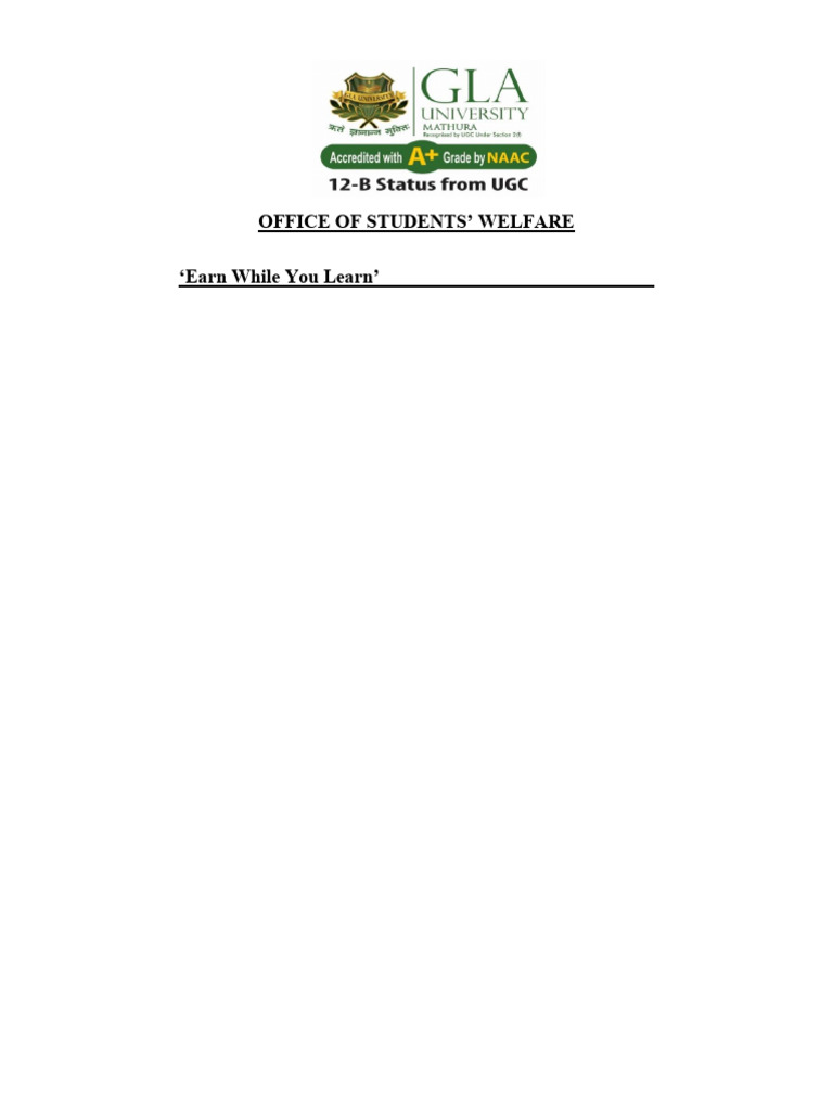 Earn While You Learn Scheme Overview | PDF