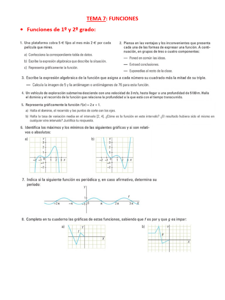 Boletin Ejercicios T7 Funciones | PDF