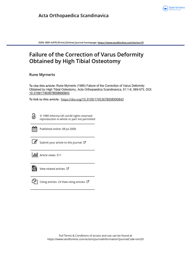 Failure of The Correction of Varus Deformity Obtained by High Tibial ...