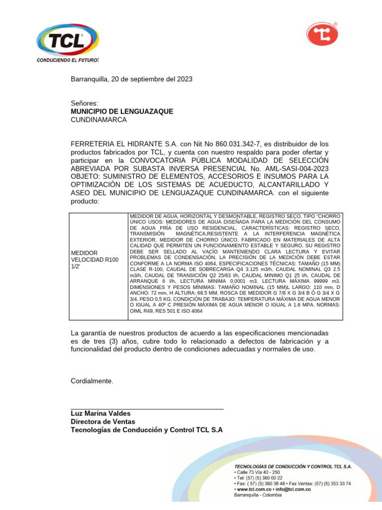 Certificación El Hidrante. Act | PDF | Agua