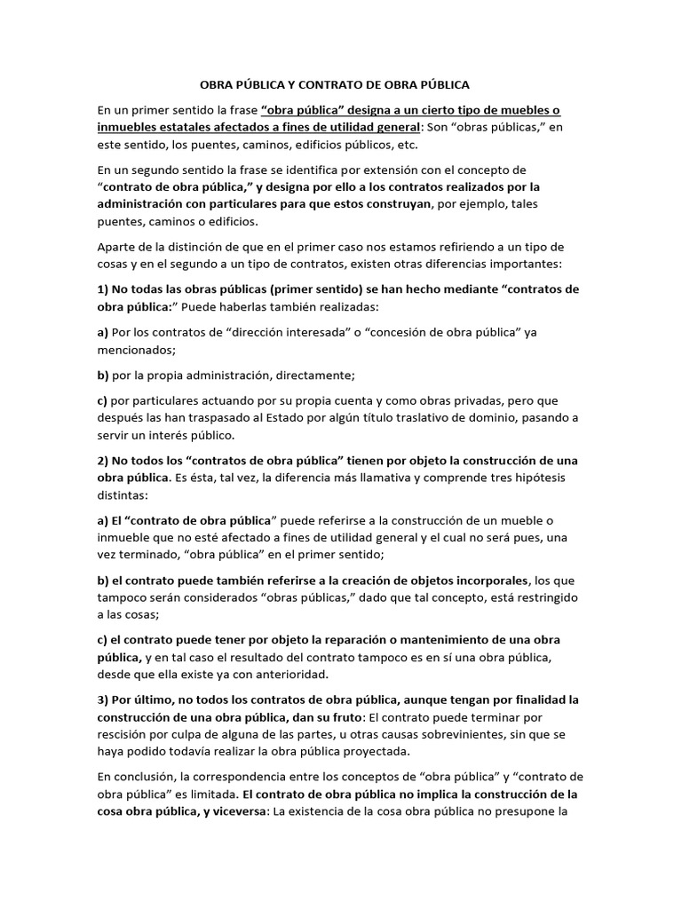Obra Pública y Contrato de Obra Pública | PDF | Propiedad | Nación