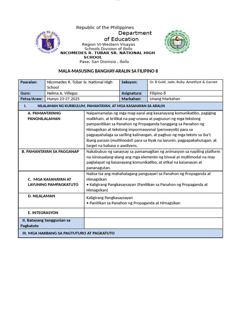 Fil8 Matatag LP | PDF