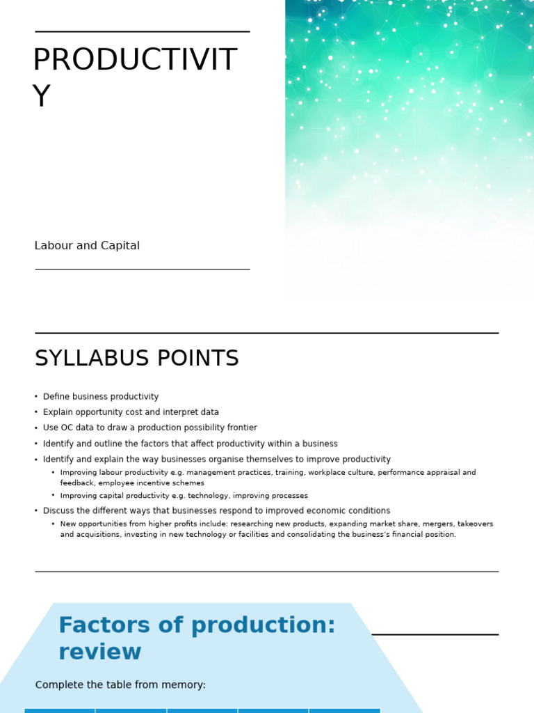 1 Labour and Capital Productivity 2 | PDF | Workforce Productivity ...