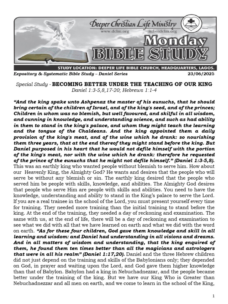 Becoming Better Under God's Teaching | PDF | Daniel (Biblical Figure ...