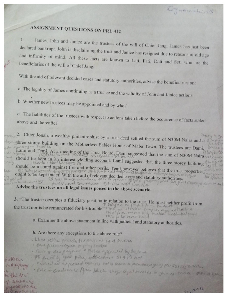 Law of Trust - Tutorial Questions | PDF