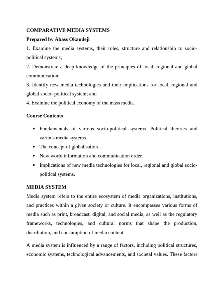Comparative Media Systems | PDF | Globalization | Mass Media