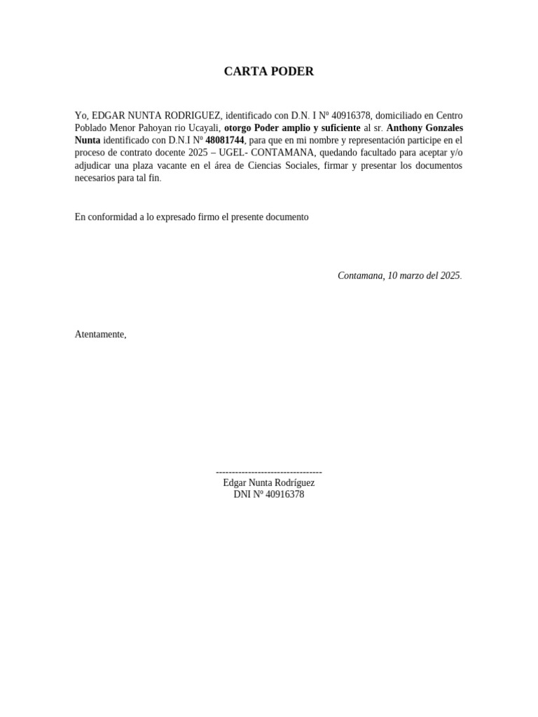 Carta Poder Edgar | PDF