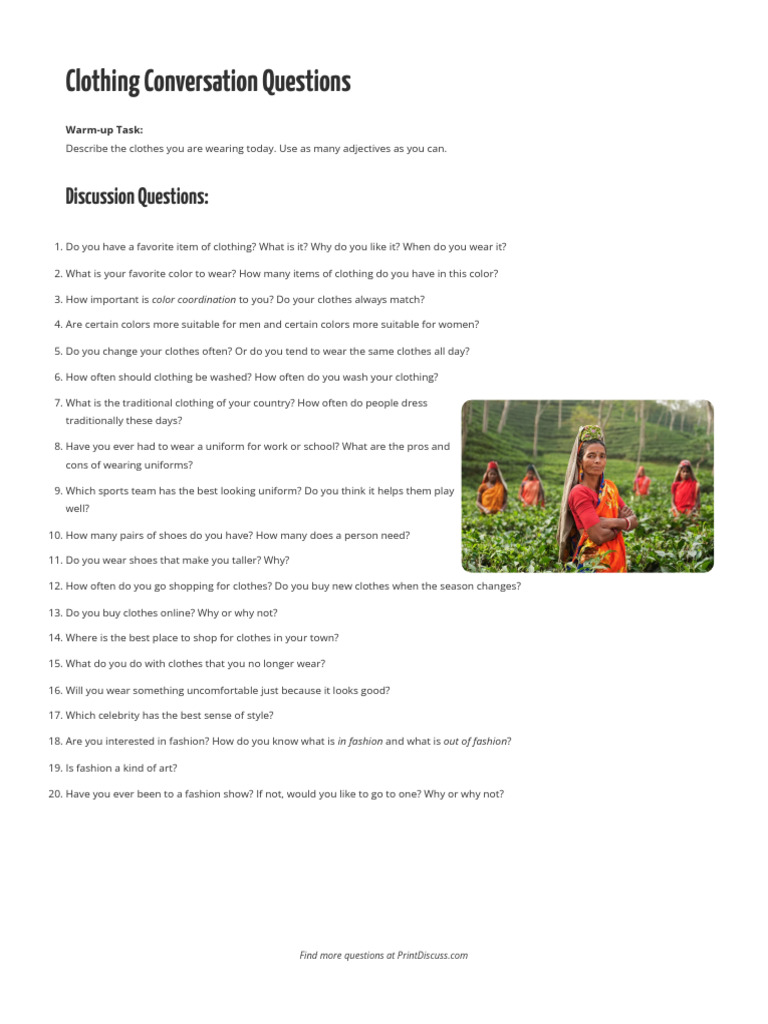 Clothing Conversation Questions | PDF