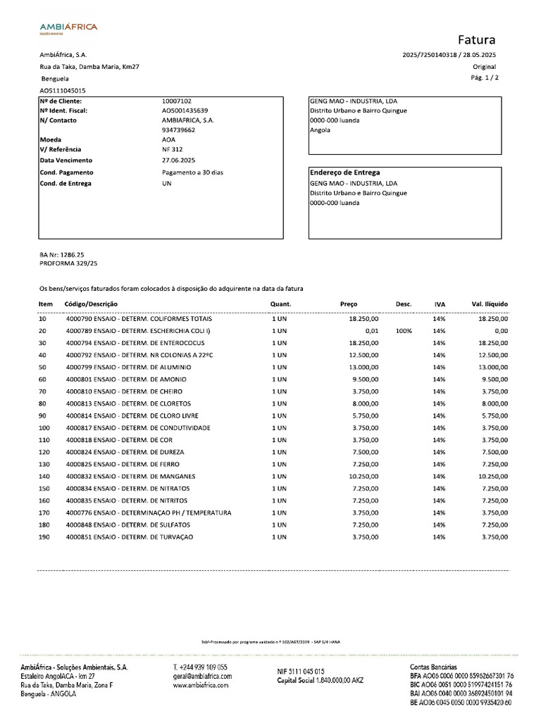 Fatura 7250140318 Geng Mao | PDF