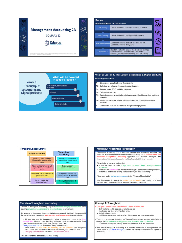 COMAA2 - Week 3 - Throughput Accounting - Student Version | PDF | Inventory | Cost Accounting