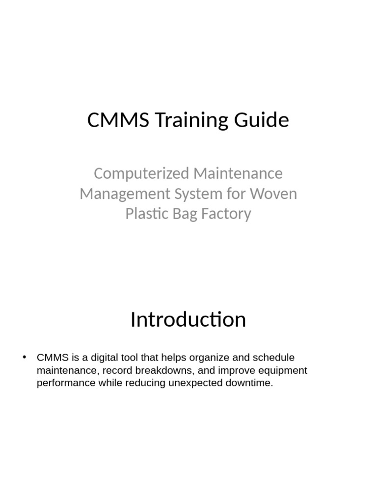 CMMS Training With Diagram en | PDF