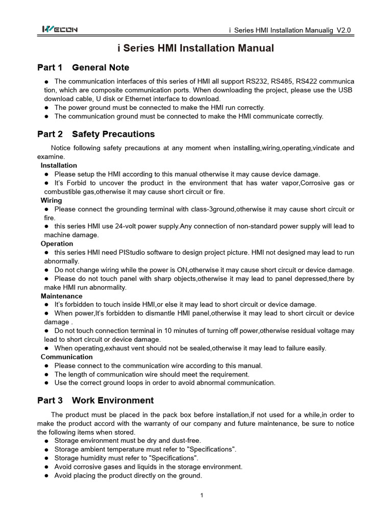 I Series HMI Installation Manual-20230701 | PDF | Electrical Wiring ...