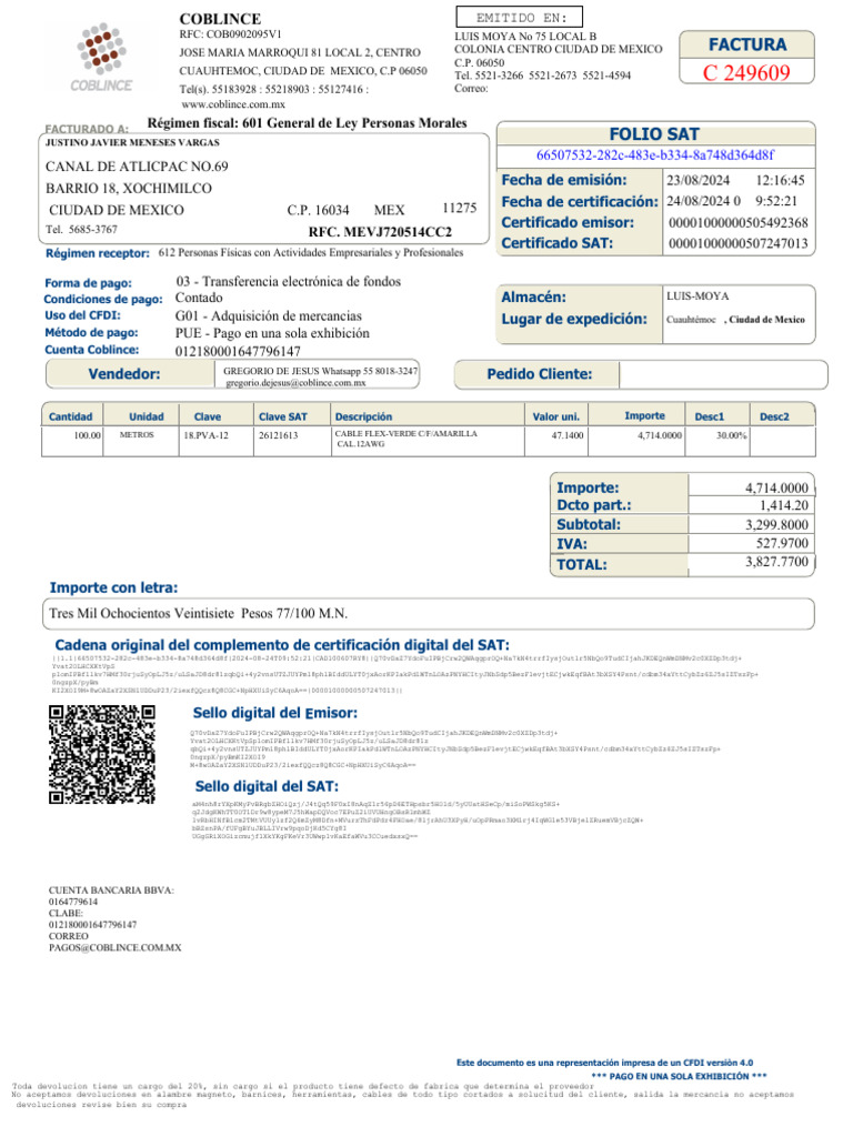 Cob0902095v1 Factura 20240823 c249609 | PDF