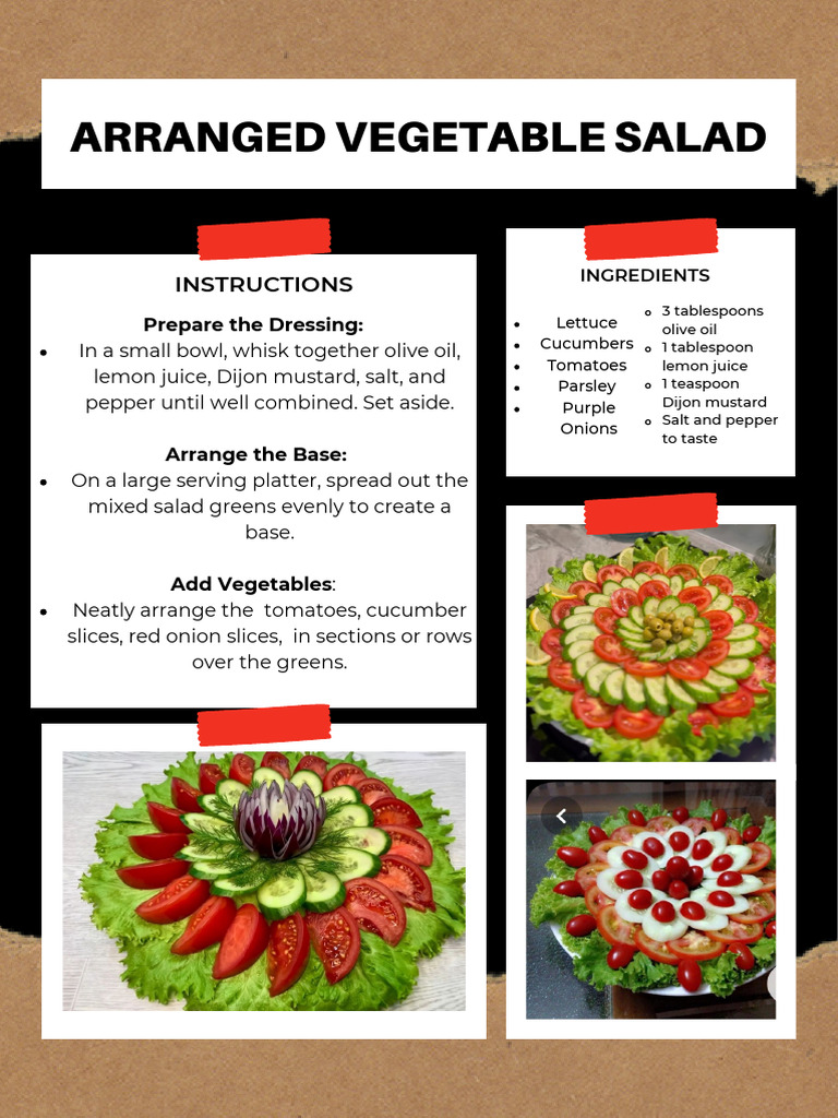 Brown and Black Simple Ripped Paper Caesar Salad Food Recipe Card PDF | PDF