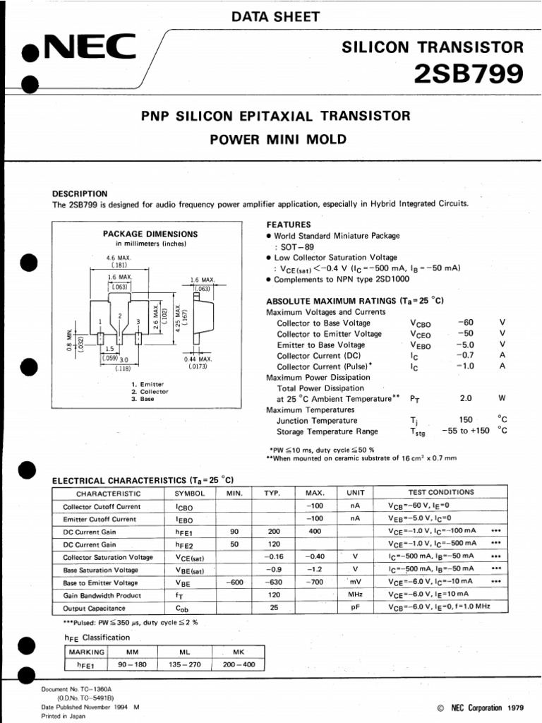 2SB799 Nec | PDF