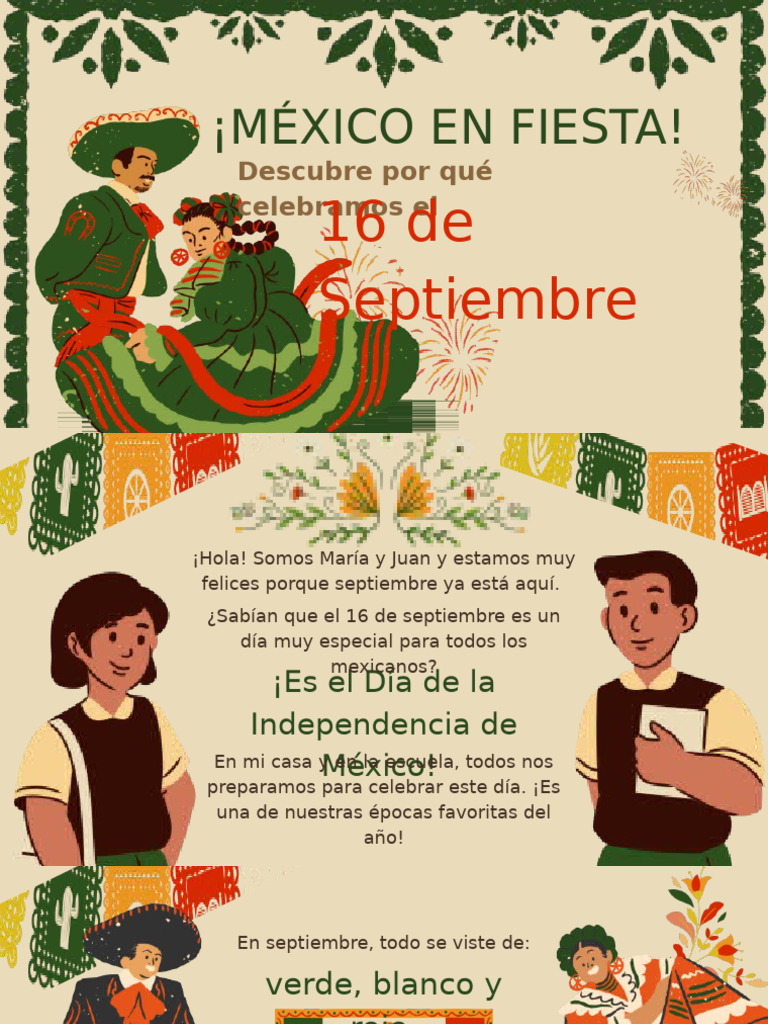Presentación 16 de Septiembre Independencia de México Ilustrado Verde y ...