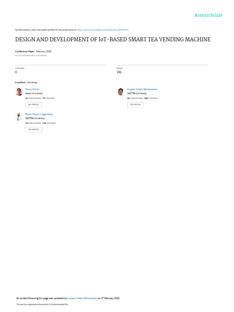 Design and Development of IoT-Based Smart Tea Vending Machine | PDF ...